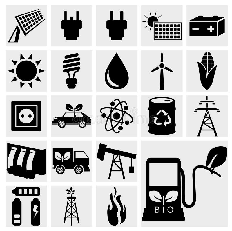 Vector Black Eco Energy Icons Set Stock Vector - Illustration of energy ...