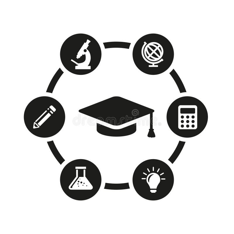 Vector Black Education Icon Set Stock Illustration - Illustration of ...