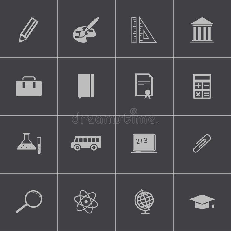 Vector Black Education Icons Set Stock Vector - Illustration of ...