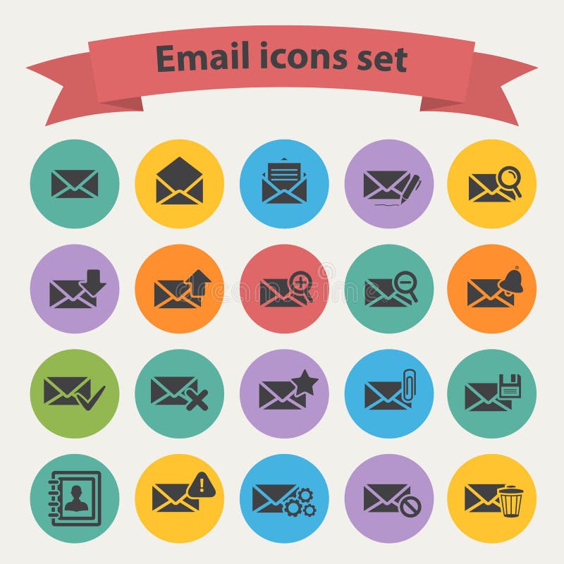 Vector Black Email Icons Set Stock Vector - Illustration of page, icons ...