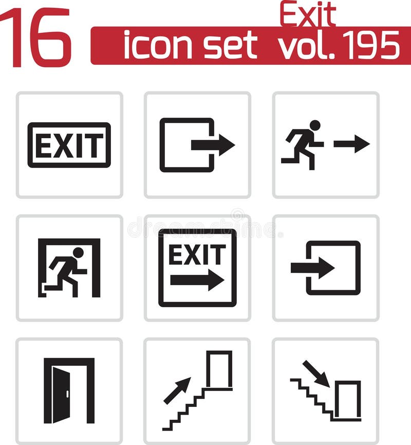 Vector Black Exit Icons Set Stock Vector - Illustration of information ...