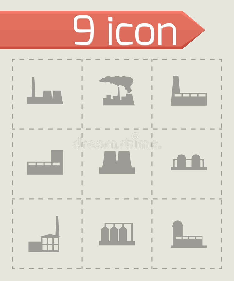 Vector factory icon set stock vector. Illustration of engineering ...