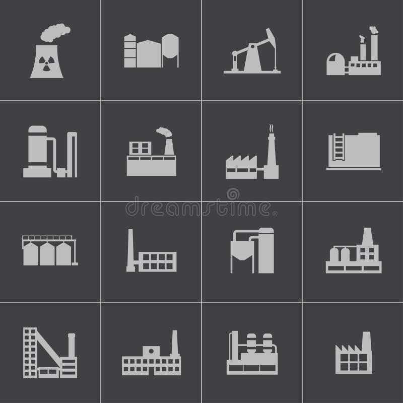 Black factory icons set stock vector. Illustration of outline - 26208918