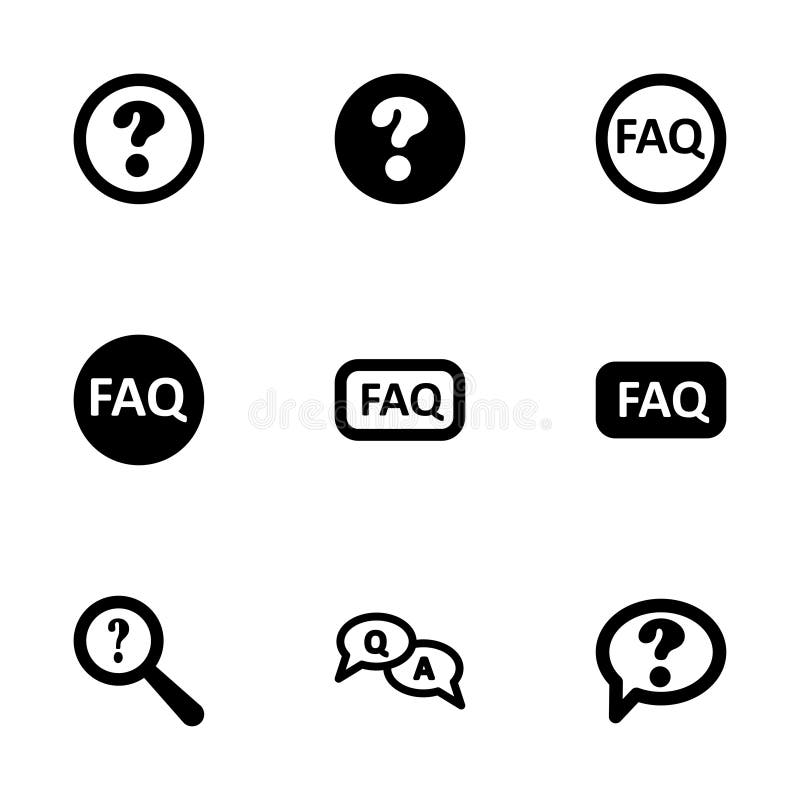 Vector black faq icon set stock vector. Illustration of graphic - 53002457