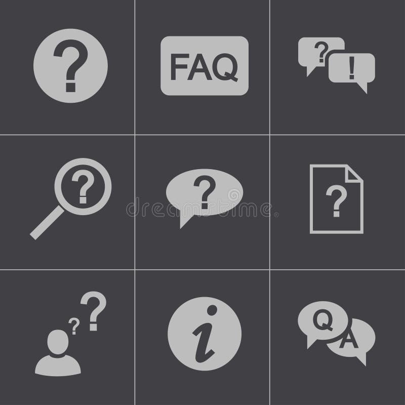 Vector black FAQ icons set stock vector. Illustration of speech - 36164577