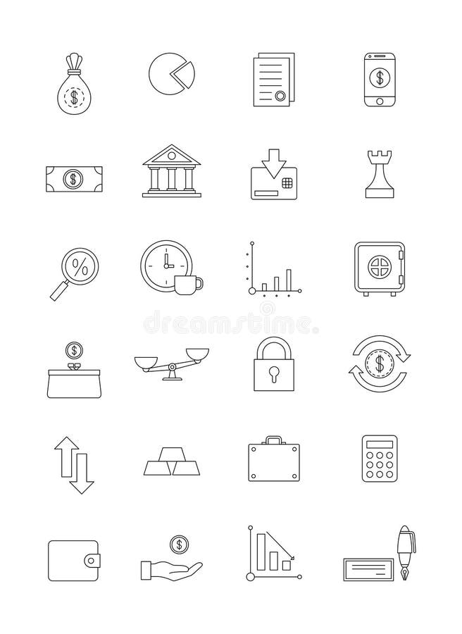 Vector Black Finance Icons Set Stock Illustration - Illustration of ...