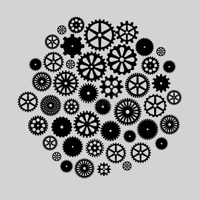 Vector Black Flat Gears Card Stock Illustration - Illustration of ...