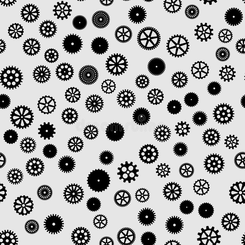 Vector Black Flat Gears Seamless Pattern Stock Illustration ...