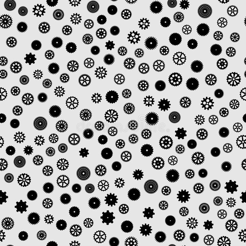 Vector Black Flat Gears Seamless Pattern Stock Illustration ...