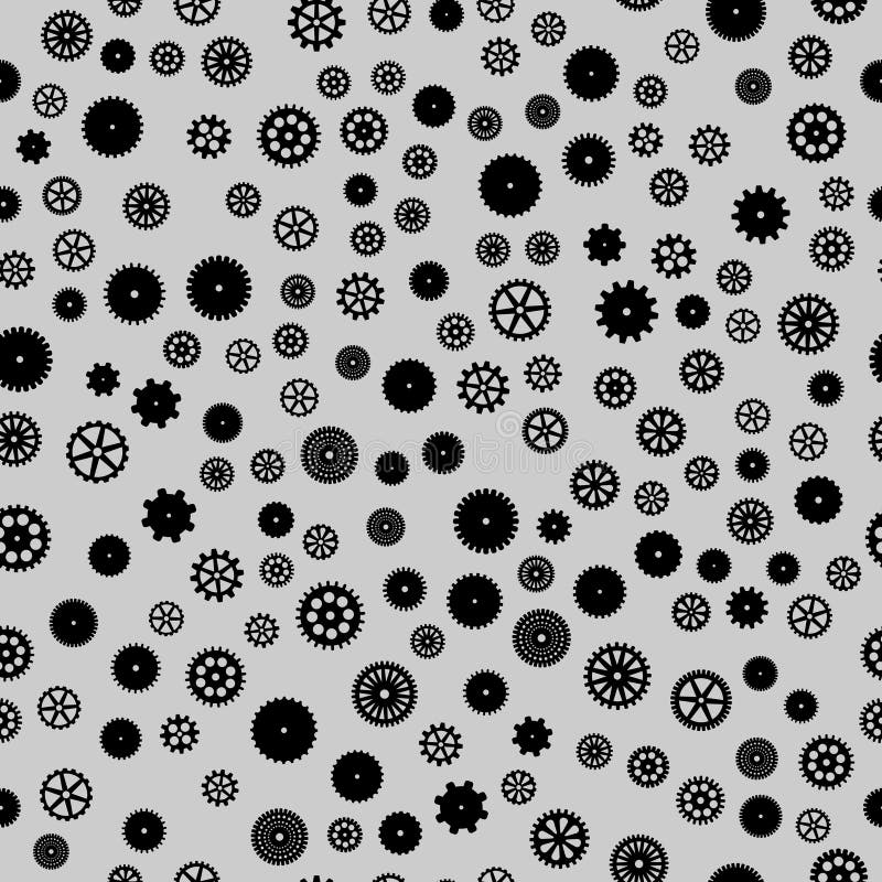 Vector Black Flat Gears Seamless Pattern Stock Illustration ...