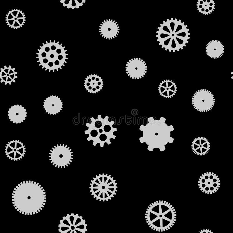 Vector Black Flat Gears Seamless Pattern Stock Illustration ...
