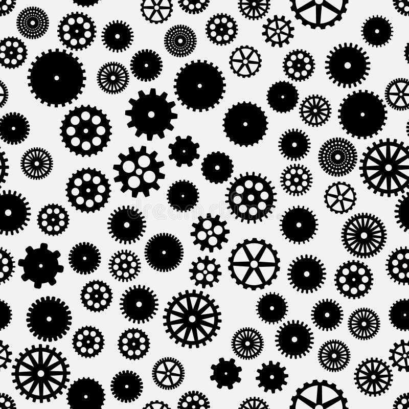 Vector Black Flat Gears Seamless Pattern Stock Illustration ...