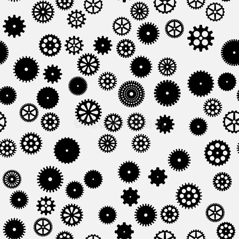 Vector Black Flat Gears Seamless Pattern Stock Illustration ...