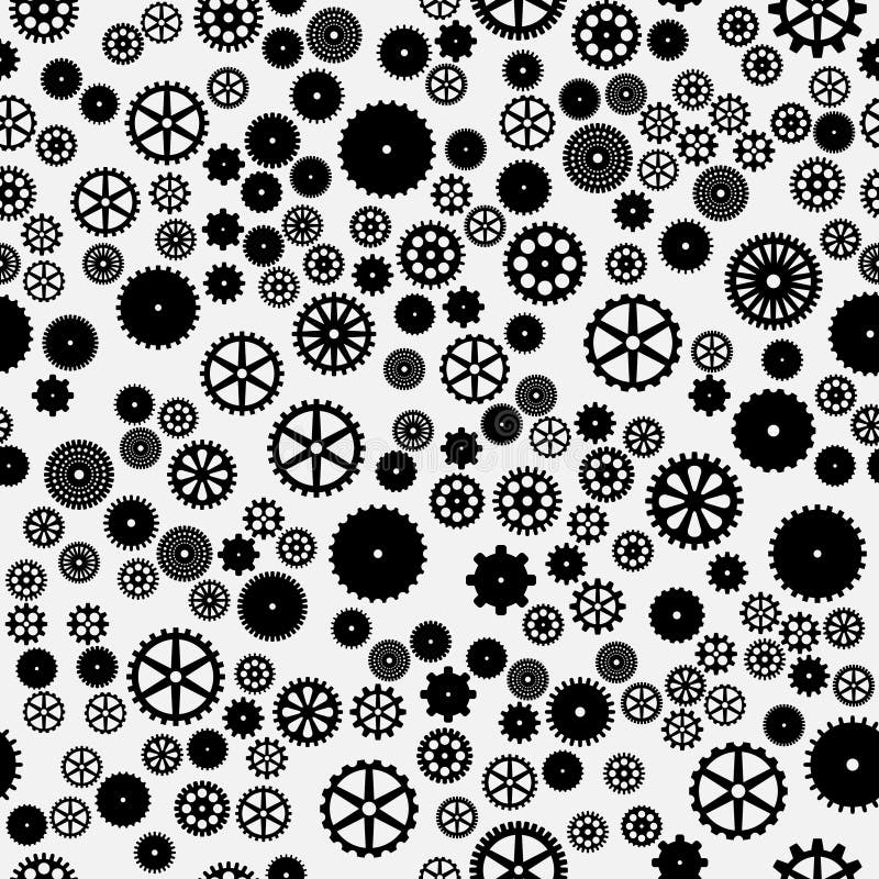 Vector Black Flat Gears Seamless Pattern Stock Illustration ...