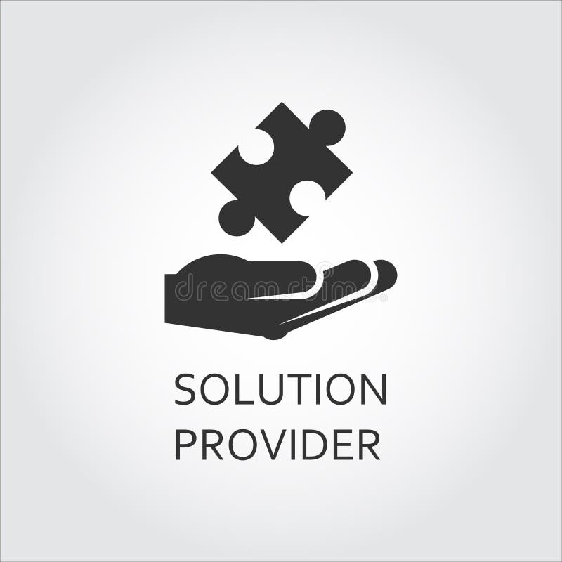 Vector Black Flat Icon Solution Provider As Hand Giving Puzzle. Stock ...