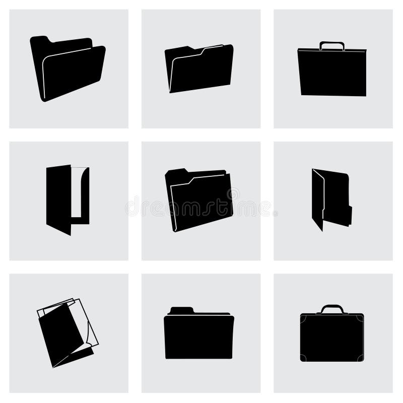 Vector Black Folder Icons Set Stock Vector - Illustration of organizing ...