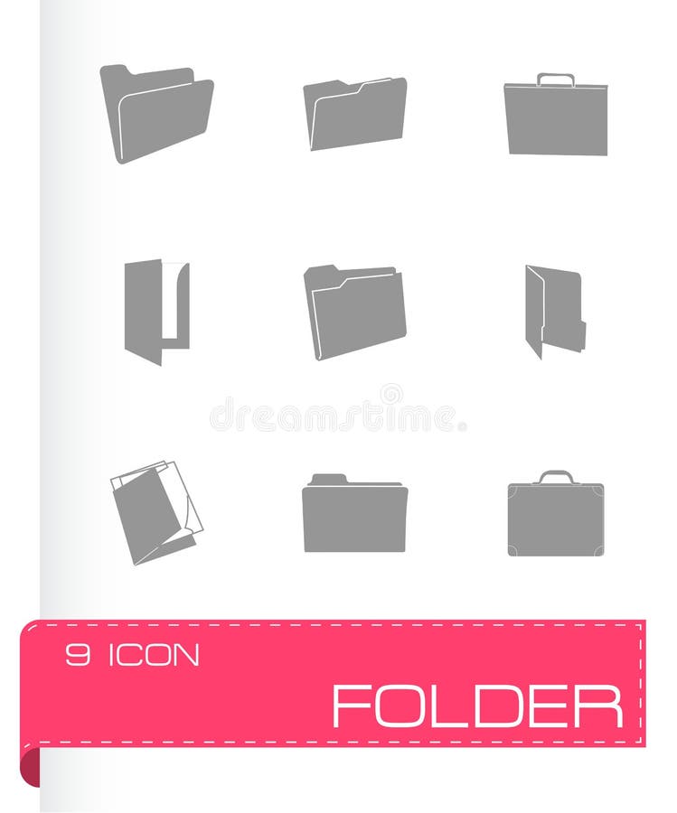 Vector Black Folder Icons Set Stock Vector - Illustration of folder ...