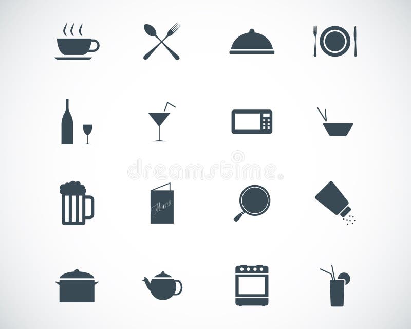 Vector black food icons stock illustration. Illustration of chef - 34121585