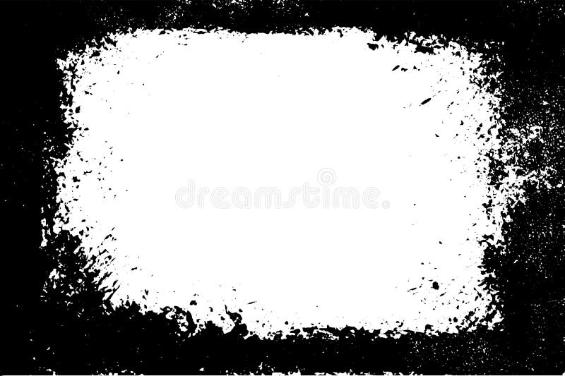 Vector Black Frame with Rough Border Overlay on White Background. Retro ...