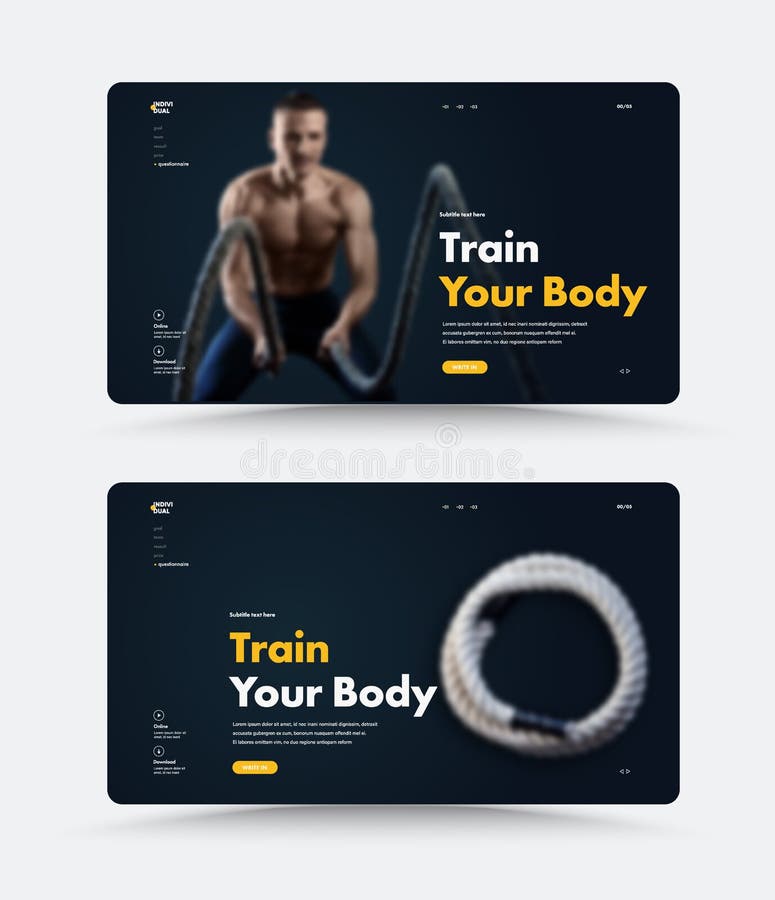 Vector Black Front Page Template for a Personal Trainer or Nutritionist ...