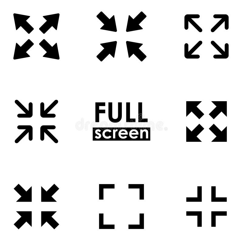 Full Screen Icon. Yellow, Orang, Blue, Black Extend Size Mark Symbol ...