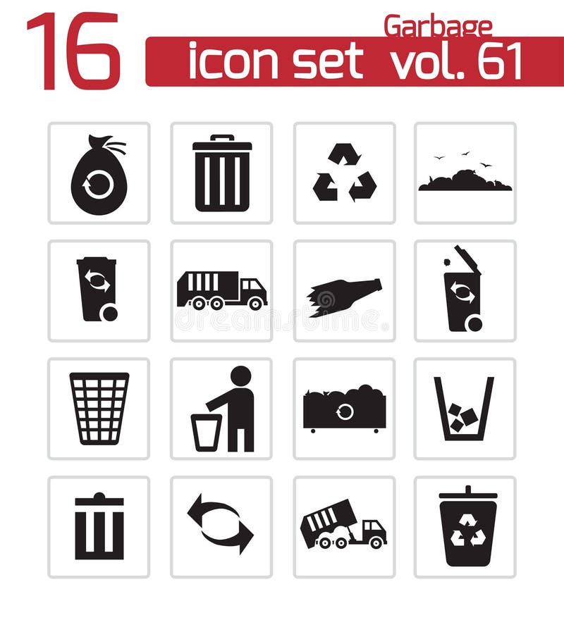 Garbage Icons Detailed Vector Set Stock Vector - Illustration of ... Garbage Icons Detailed Vector Set Stock Vector - Illustration of ...