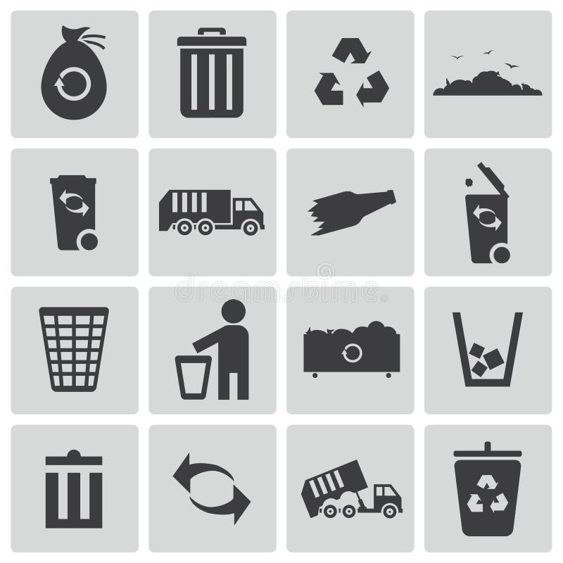 Garbage, Trash and Waste Icons Stock Vector - Illustration of symbol ...