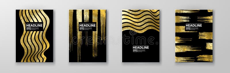 Vector Black and Gold Design Templates Set Stock Illustration ...