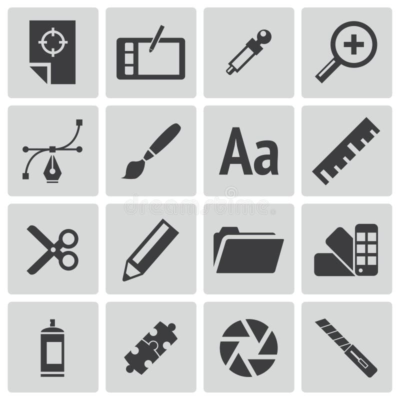 Vector Black Graphic Design Icons Stock Illustration - Illustration of ...