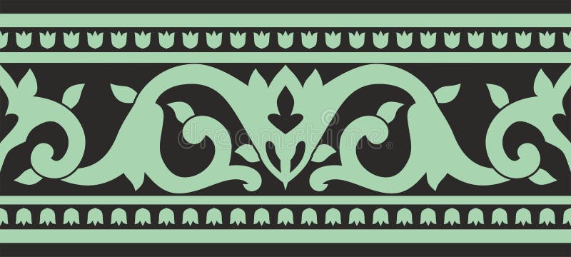Vector Black and Green Seamless Turkish Ornament. Stock Vector ...