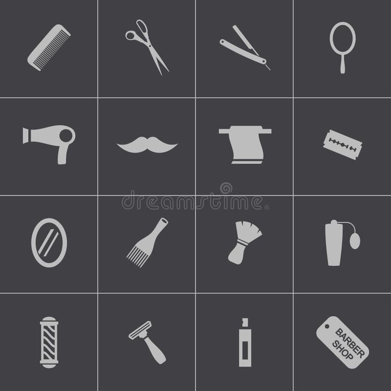 Vector Black Hair and Icons Set Stock Vector - Illustration of icons ...