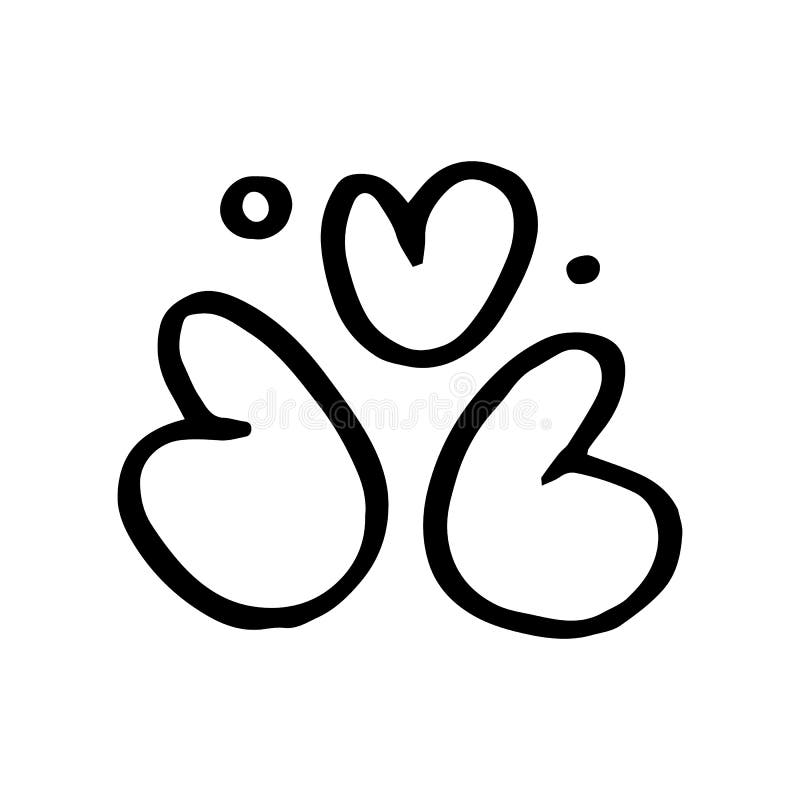 Vector Black Hand Drawn Heart Icon Stock Vector Illustration Of
