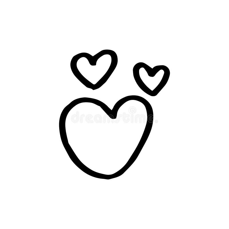 Vector Black Hand Drawn Heart Icon. Stock Vector - Illustration of sign ...