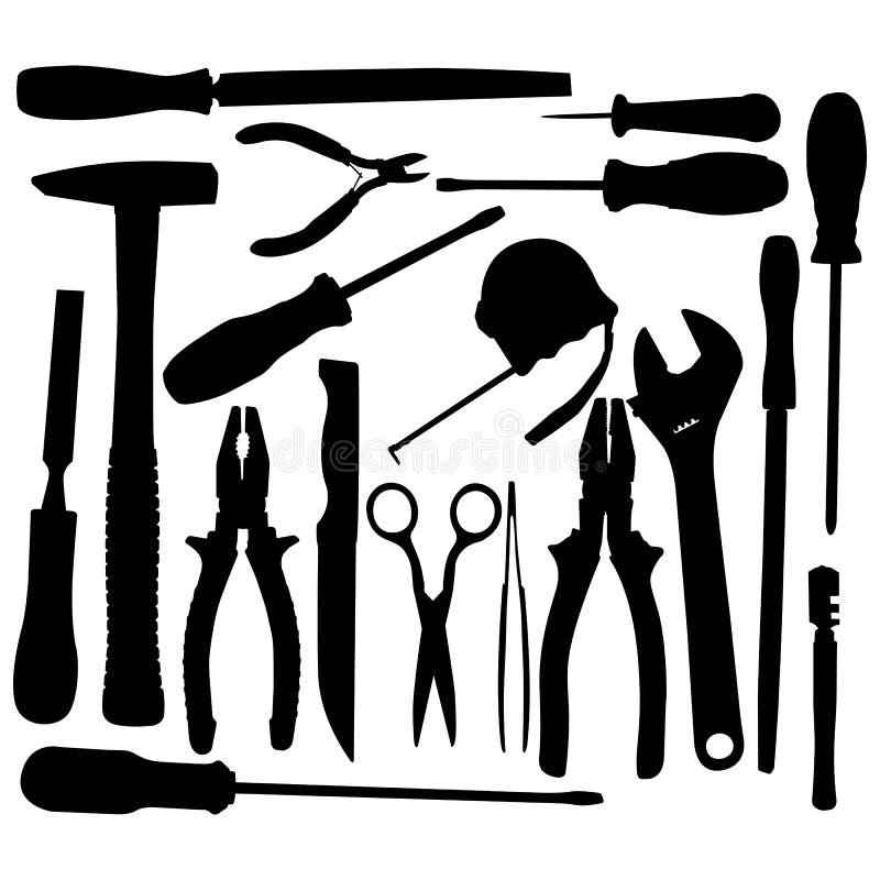 Hand tool silhouette set stock vector. Illustration of coping - 35330429