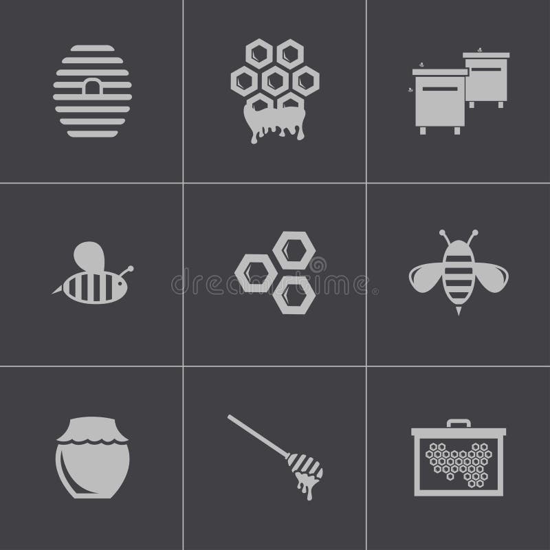 Bee and Honey Vector Icons Set Stock Vector - Illustration of beeswax ...