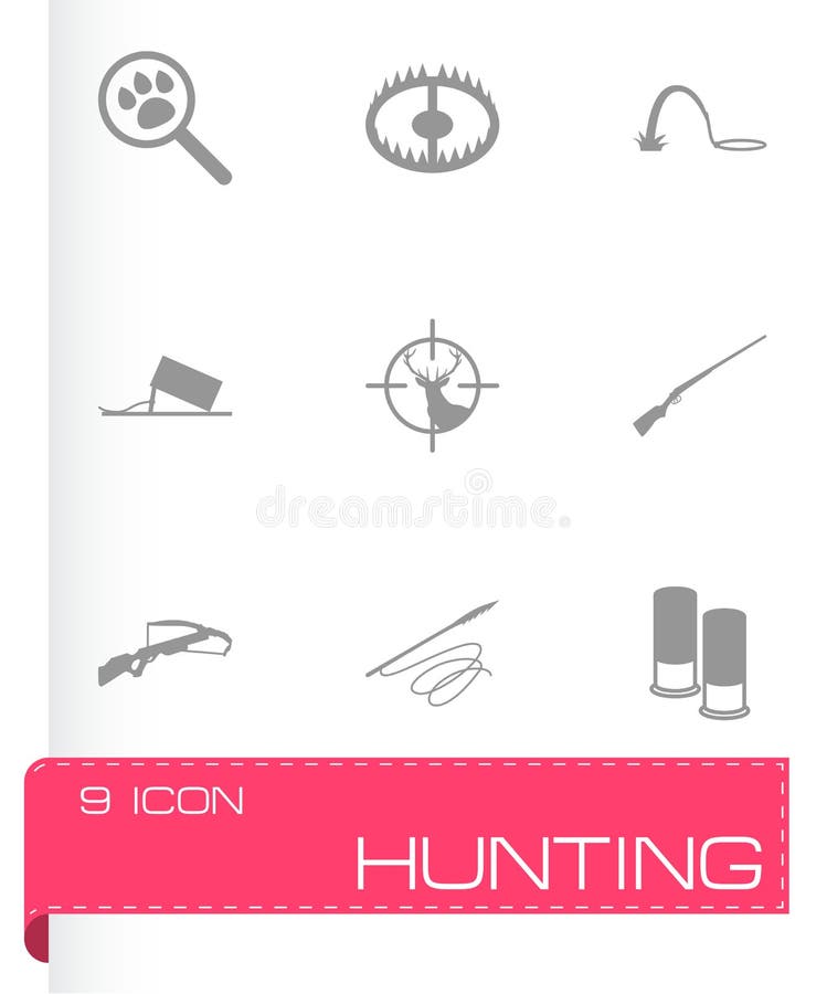 Hunting Set Icons in Outline Style. Big Collection of Hunting ...