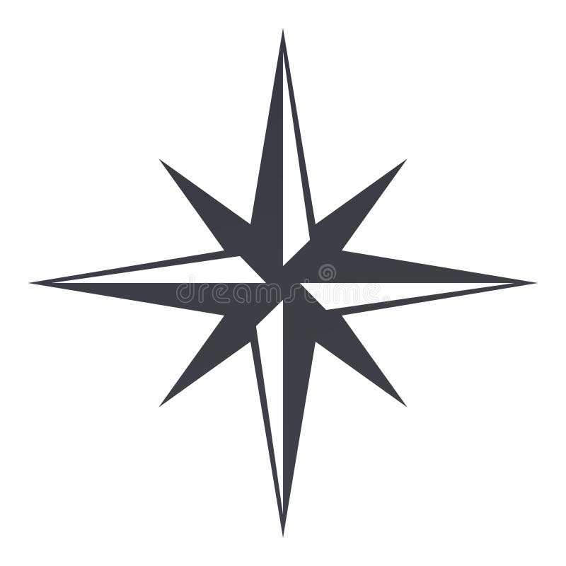 Vector Black Icon Classic Wind Rose Stock Illustration - Illustration ...