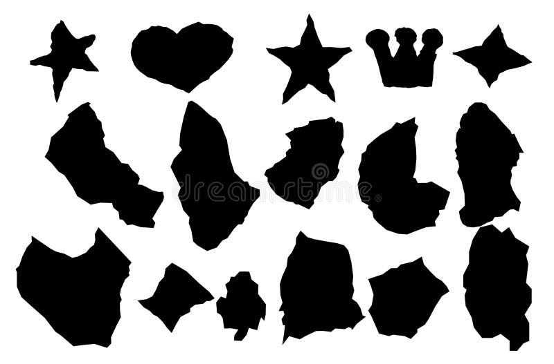 Vector Black Jagged Paper Abstract Shapes Set Isolated on White. Rough ...