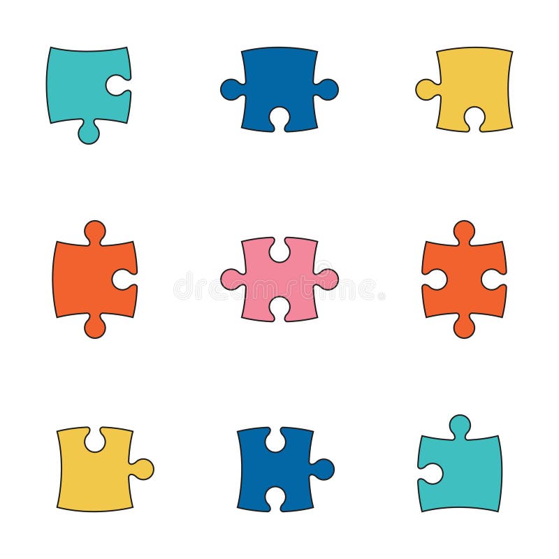 Vector Black Jigsaw Puzzle Pieces Stock Vector - Illustration of sign ...