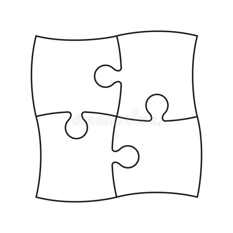 Vector Black Jigsaw Puzzle Pieces Isolated on White Background Stock ...