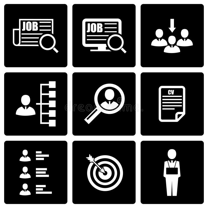 Vector Black Job Search Icon Set Stock Vector - Illustration of ...