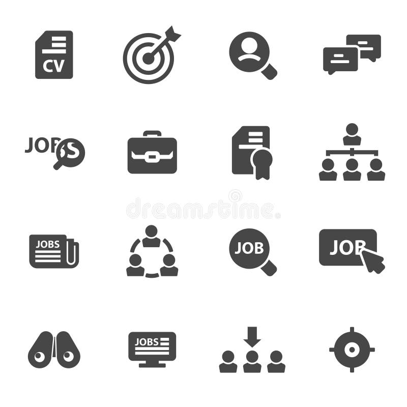 Vector Black Job Search Icons Set Stock Illustration - Illustration of ...
