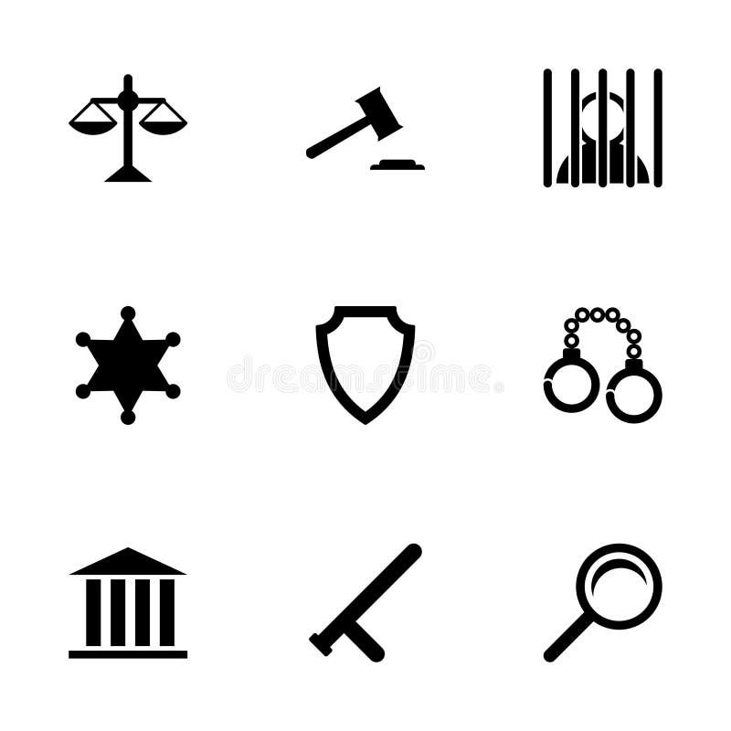 Set of Black Law and Justice Icons. Stock Vector - Illustration of ...