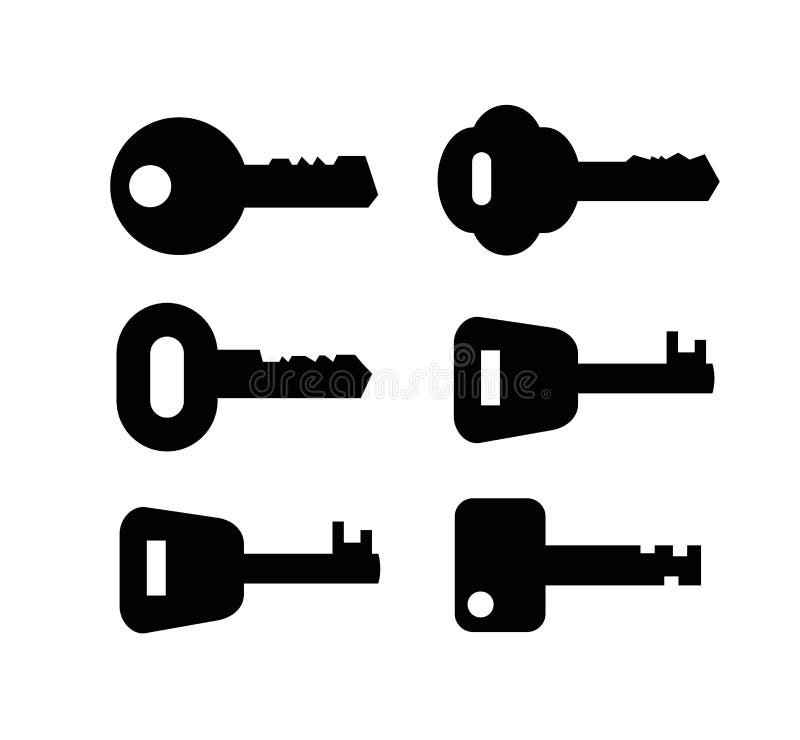 Vector Black Key Icon Set on White Stock Vector - Illustration of shape ...