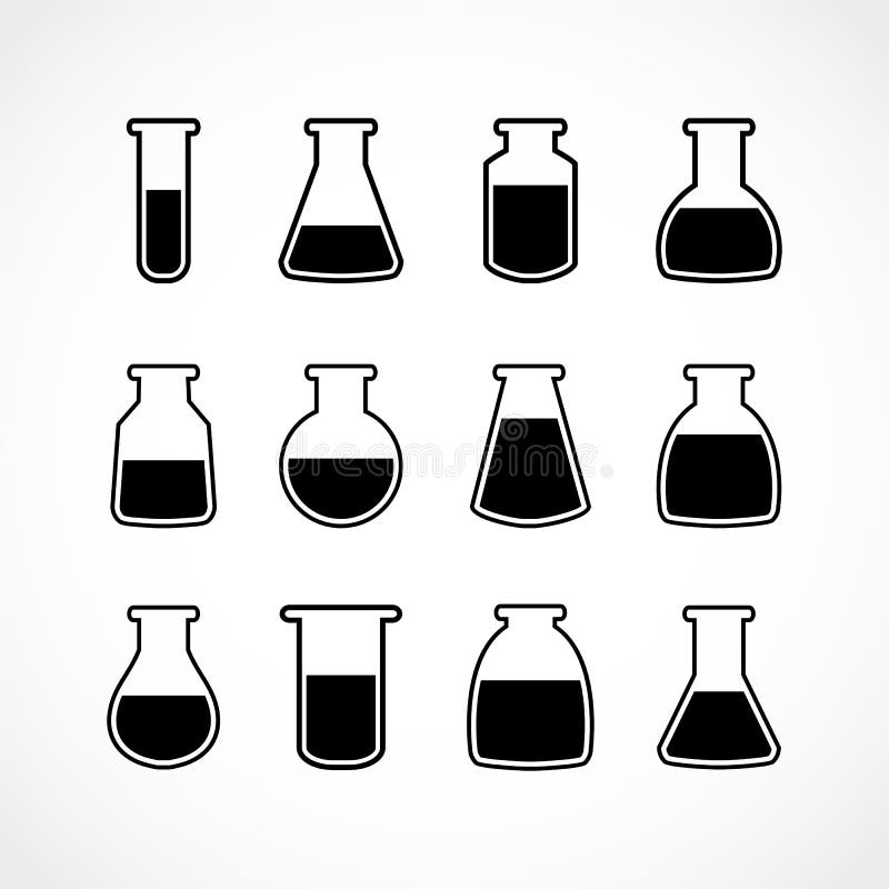 Vector Black Laboratory Flask Set Stock Vector - Illustration of black ...