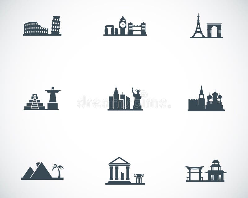 World Map Made of Landmarks Stock Vector - Illustration of destinations ...