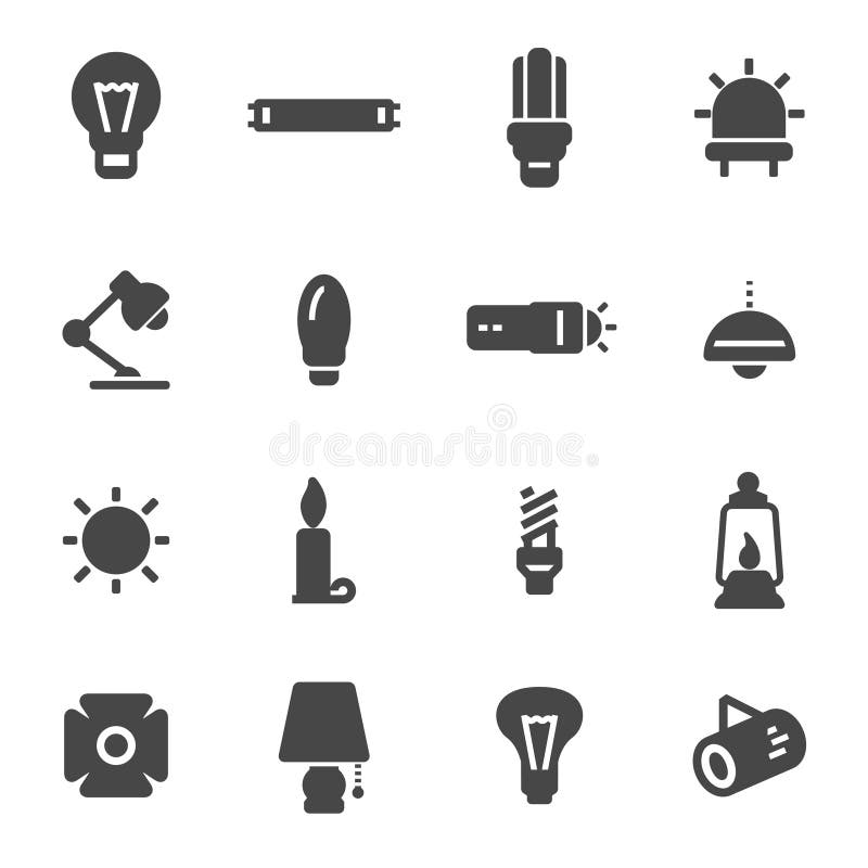 Vector Black Light Icons Set Stock Illustration - Illustration of ...