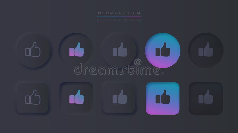 Vector Black Like Button Set. Thumb Up Icon Stock Vector - Illustration ...