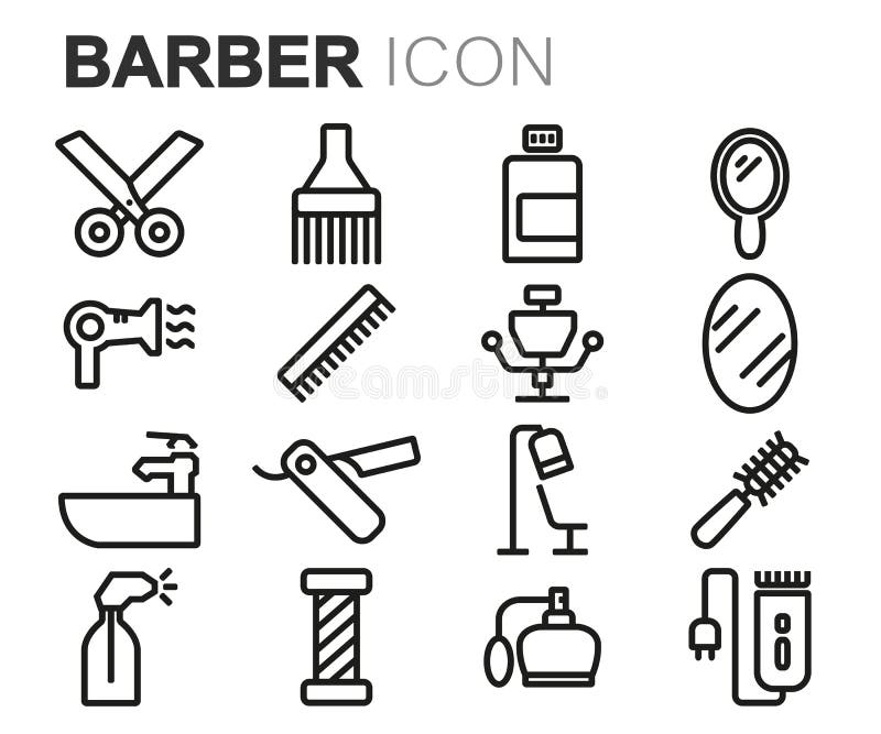 Barber Icons on Black Background Stock Vector - Illustration of shampoo ...