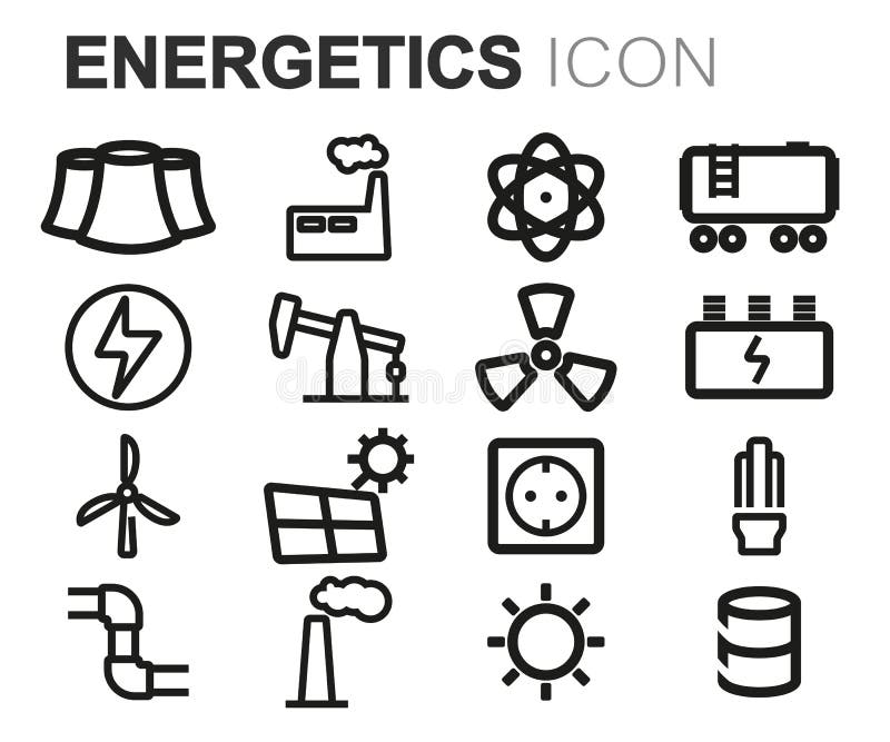 Energetics Icons. Set of Vector Illustrations Isolated on White ...